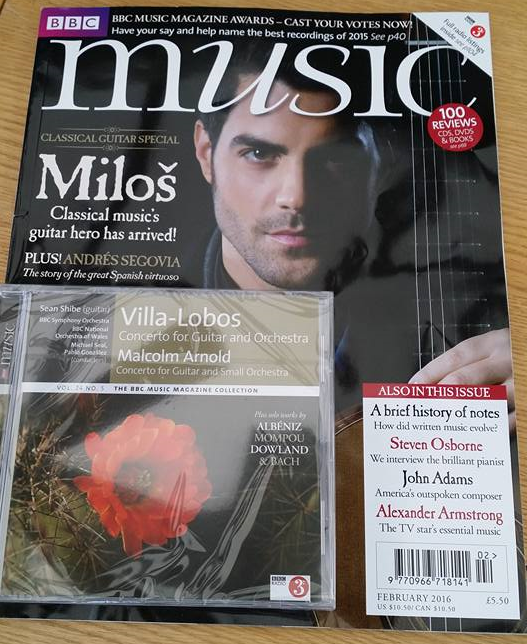 BBC Music Magazine Cover CD/New 2016 dates – Sean Shibe